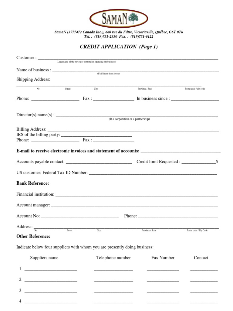 Form Application Crédit Eng. | PDF | Credit Card | Accounts Payable
