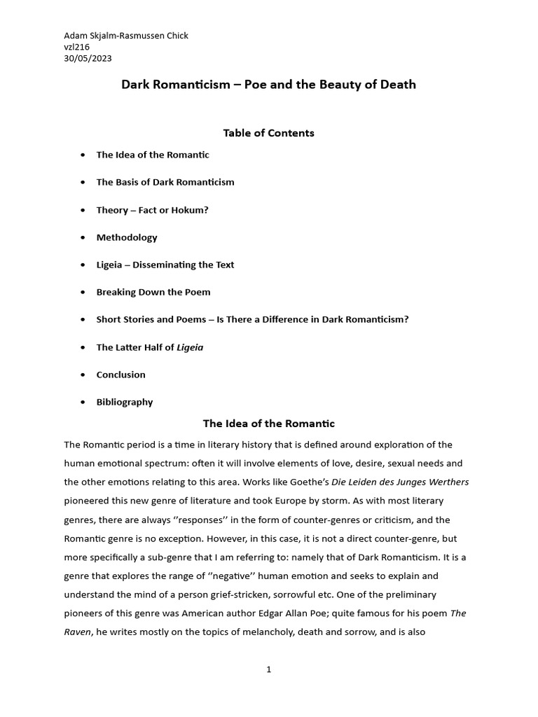 Dark Romanticism in Poe's Works | PDF | Romanticism | Poetry