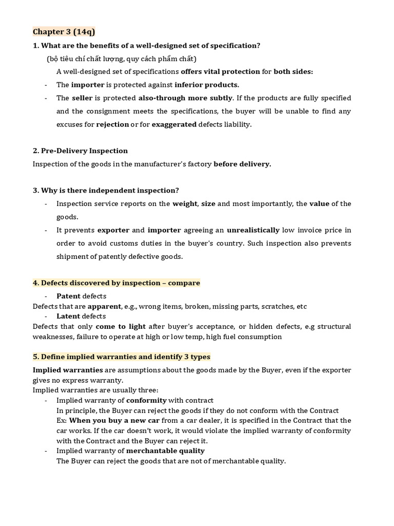 ôn tập cki tacn4 | PDF | Implied Warranty | Breach Of Contract