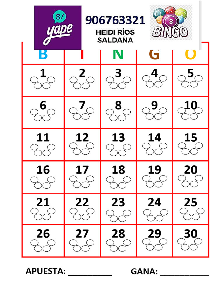 Bingo Loco Cuadros Bolitas | PDF