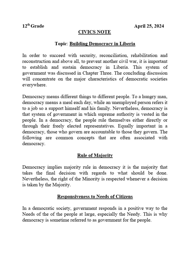 Civics Note | PDF | Democracy | Political Ideologies