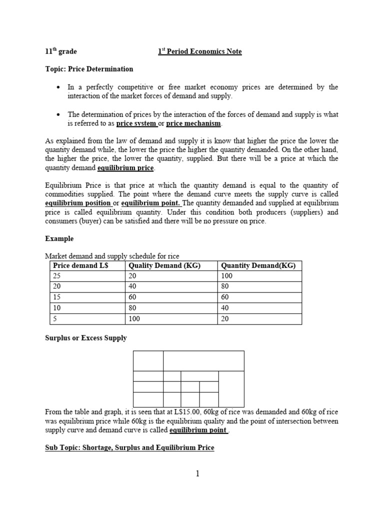 Econ 11th Grade note | PDF | Economic Equilibrium | Demand