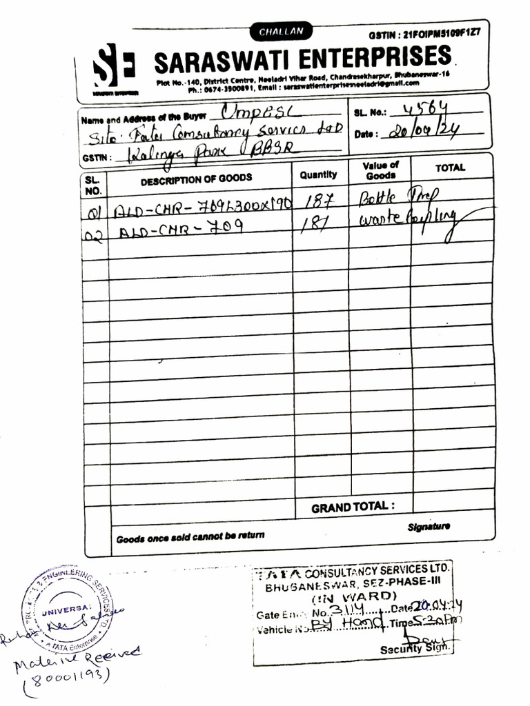 Saraswati Site Receipt | PDF | Trade | Public Finance