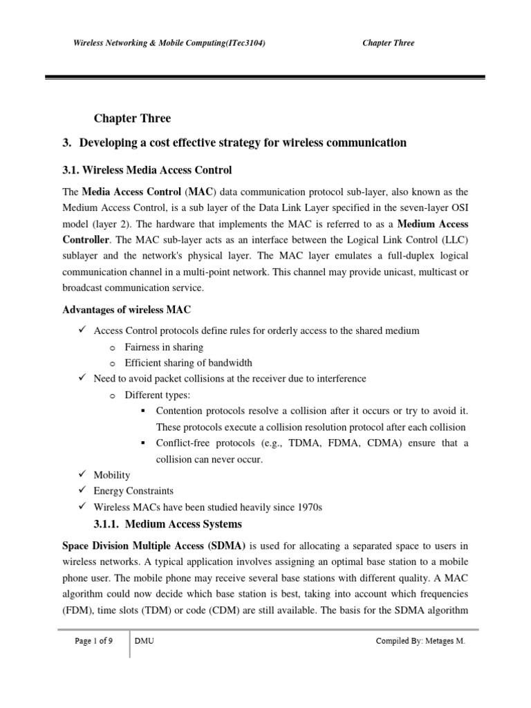 Chapter 3 | PDF | Channel Access Method | Wireless Lan