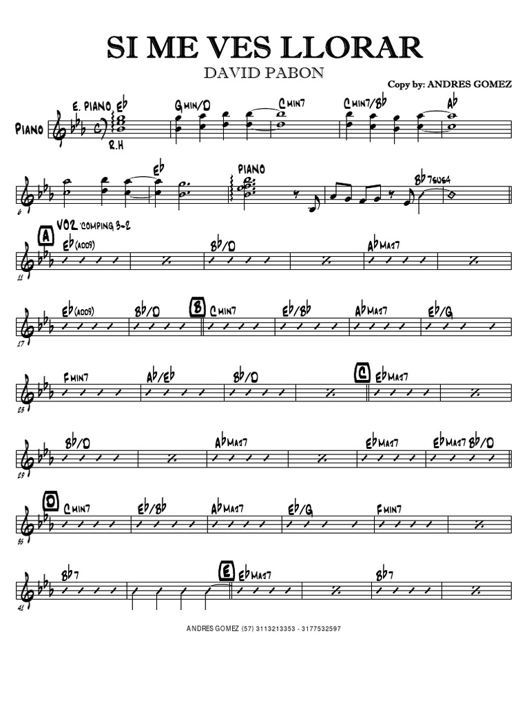 Si Me Ves Llorar - Piano | PDF Si Me Ves Llorar - Piano | PDF