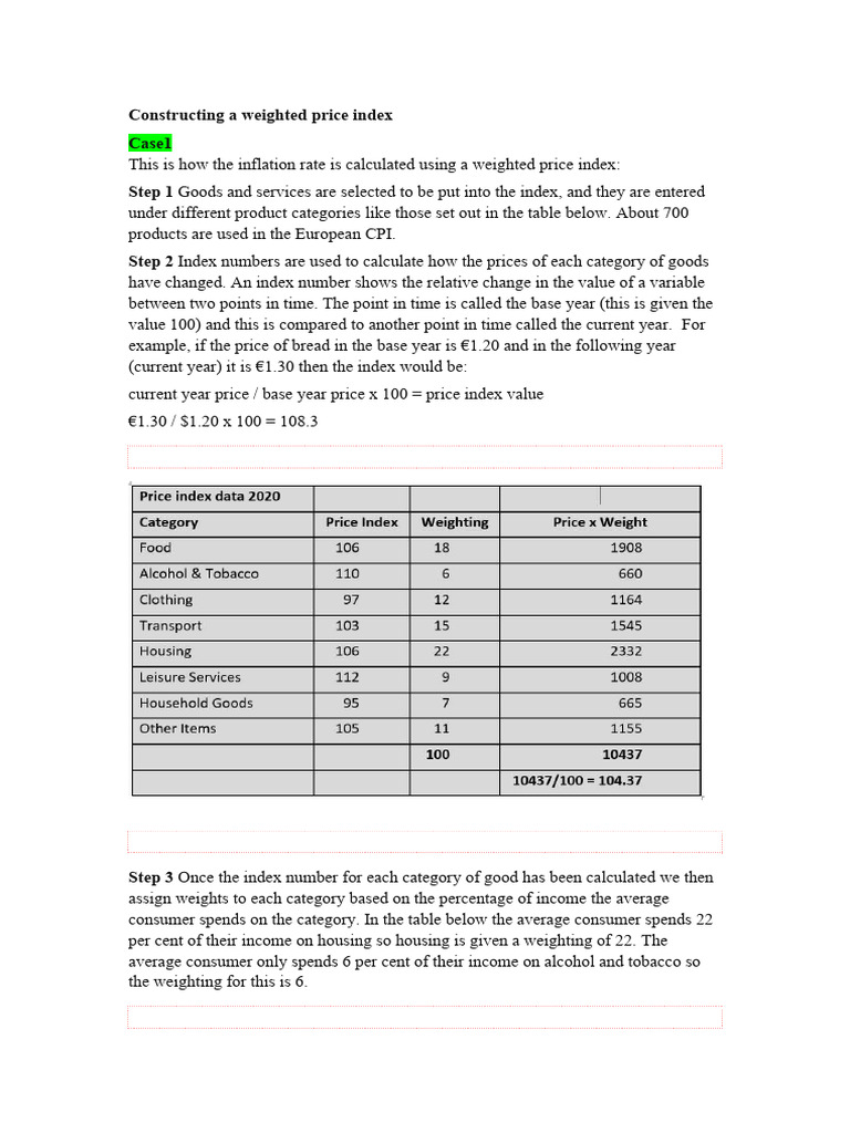 Constructing A Weighted Price Index-Two Cases | PDF | Index (Economics ...