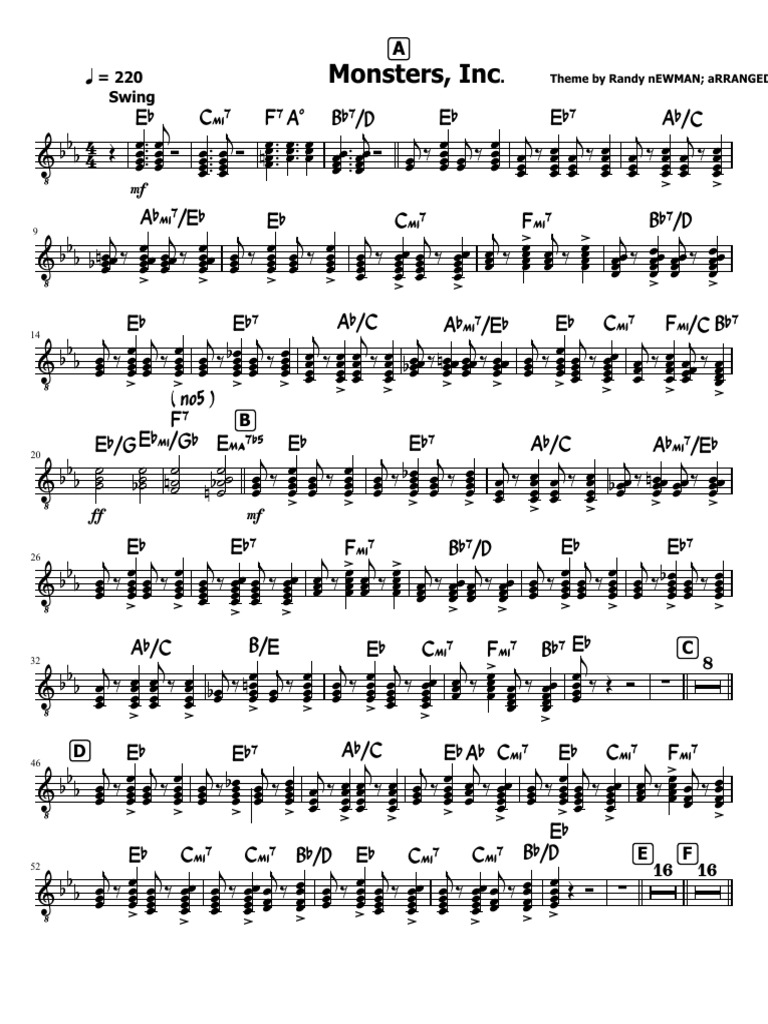 Monsters Inc. Theme For Big Band-Guitar | PDF