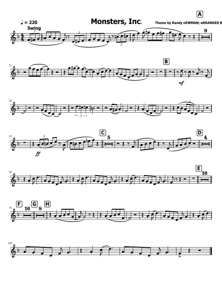 Monsters Inc. Theme For Big Band-Trumpet | PDF