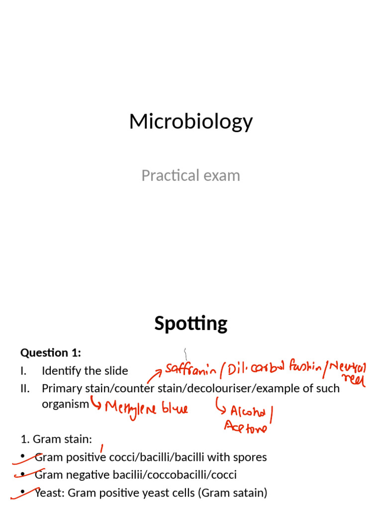 Microbiology Practical Exam Guide | PDF | Growth Medium | Bacteria