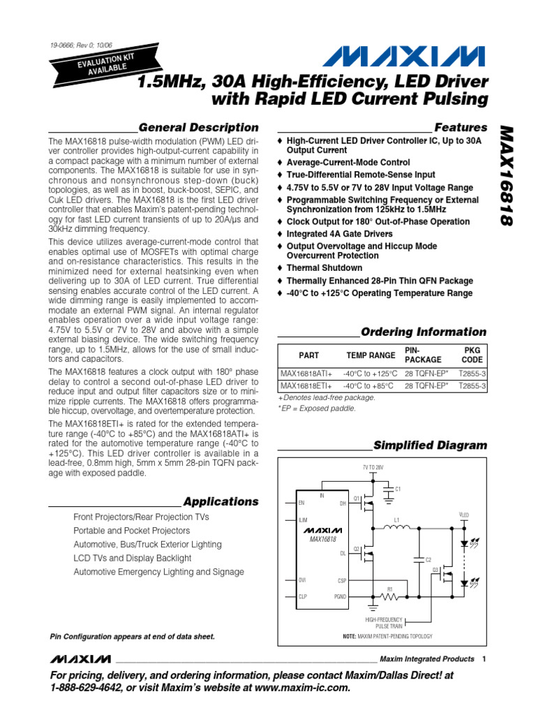 MAX16818 | Download Free PDF | Amplifier | Electrical Engineering