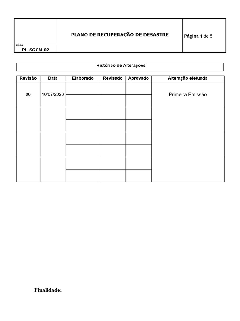 Modelo Plano de Recuperação de Desastre | PDF | Telefonia | Centro de ...
