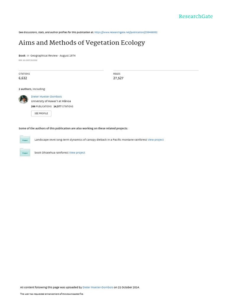 Aims and Methods in Vegetation Ecology | PDF | Science & Mathematics