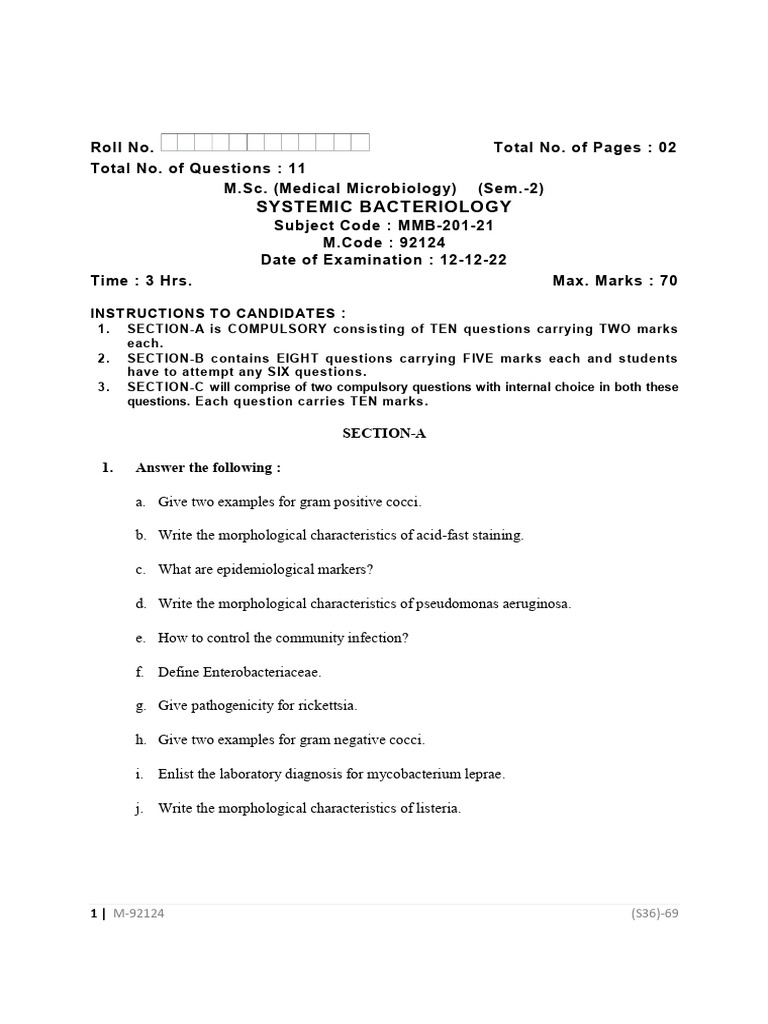 MSC 2 Sem MM Systemic Bacteriology 92124 Dec 2022 | PDF | Bacteria ...