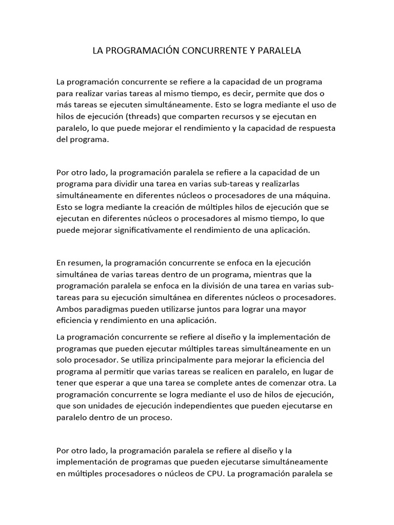 La Programación Concurrente y Paralela | PDF | Unidad Central de ... La Programación Concurrente y Paralela | PDF | Unidad Central de ...