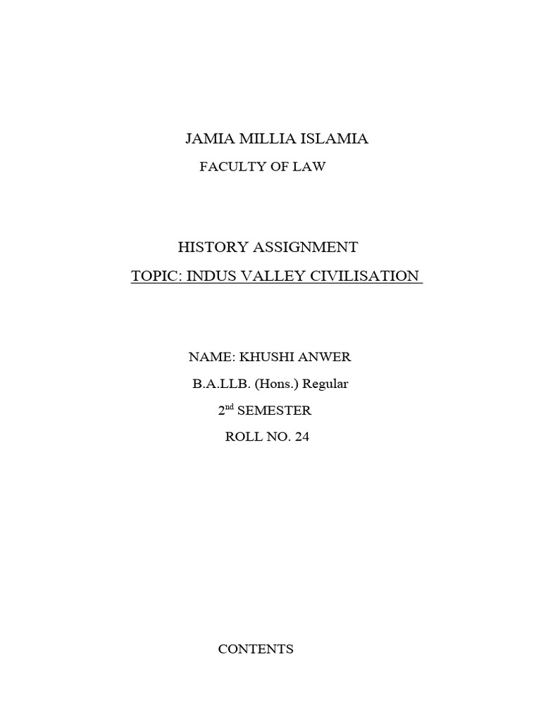 History Assignment On Indus Valley Civilisation | PDF | Social Science