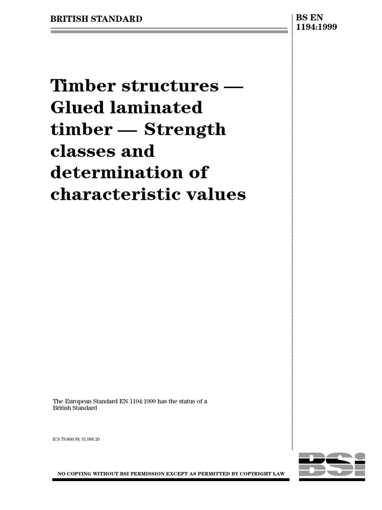 En 1194 Glued Laminated Timber-Strength Classes and Determination of ...