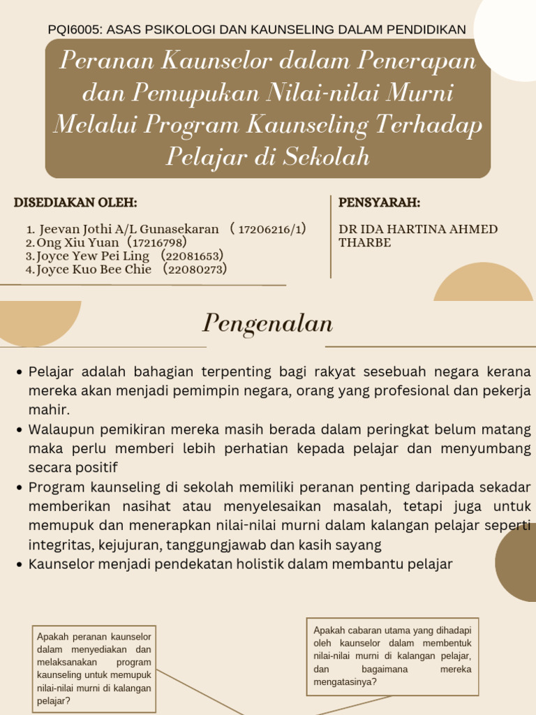 Kumpulan 7- Peranan Kaunselor Dalam Penerapan Dan Pemupukan Nilai-nilai ...