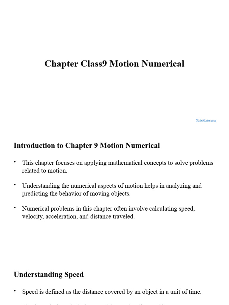 Chapter Class9 Motion Numerical | PDF | Force | Acceleration