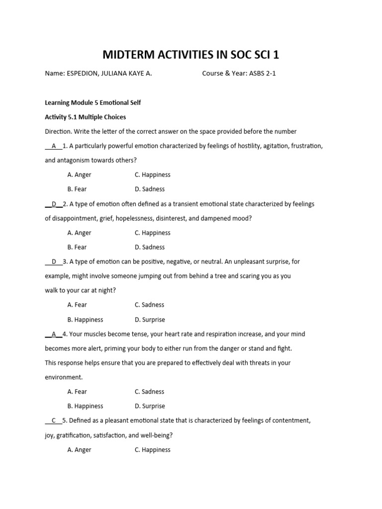 Social Science Midterm Guide | PDF | Intimate Relationships | Emotions