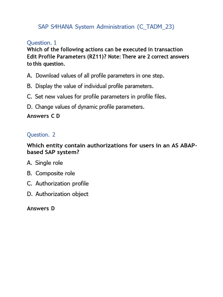 C_TADM_23 Exam Preparation Guide | PDF | World Wide Web | Internet & Web