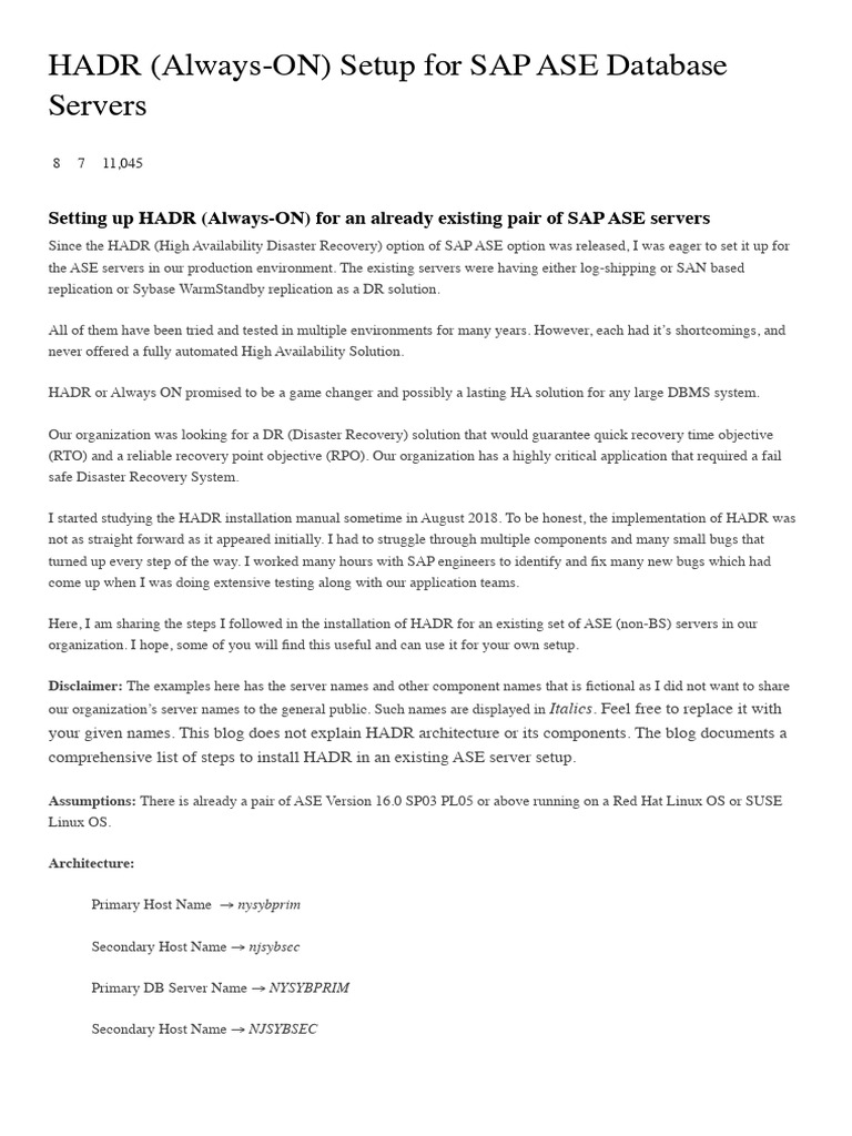 HADR Always On Setup For SAP ASE Database Servers 1702514819 | PDF | Data Management ...