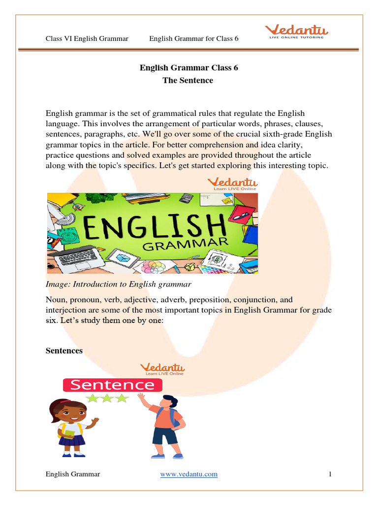 Class 6 English Grammar Ncert Solutions The Sentence | PDF | English ...