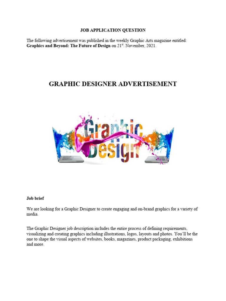 Comm 1020 Graphic Designer Job Application Test | PDF