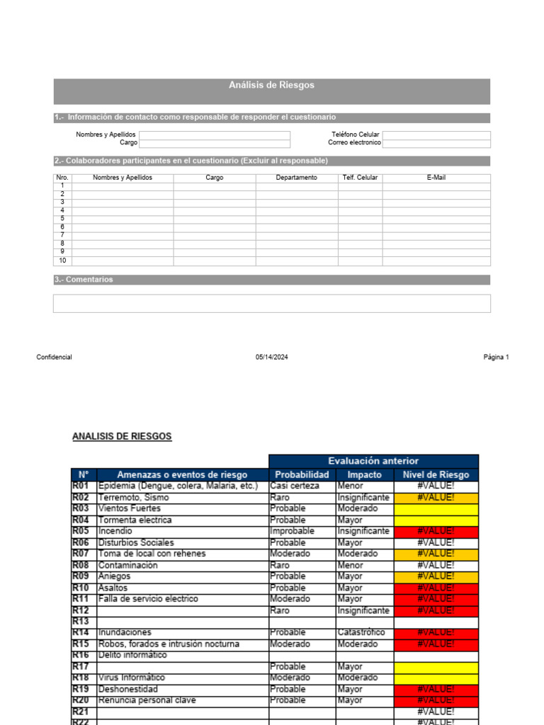 Modelo de Analisis de Riesgos | PDF