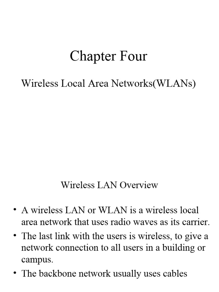 WCMC Chapter 4 - Wirelsess LAN Lec Concise | PDF | Wireless Lan | Ieee 802.11