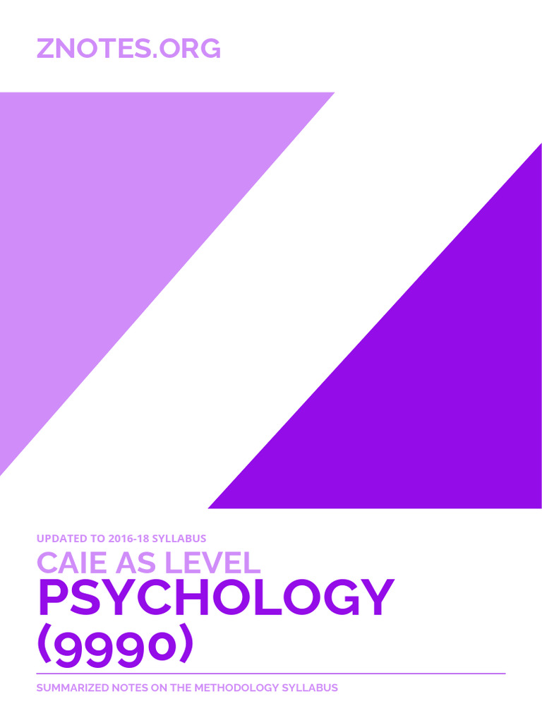 Caie As Level Psychology 9990 Methodology v1 | PDF | Validity (Statistics) | Experiment