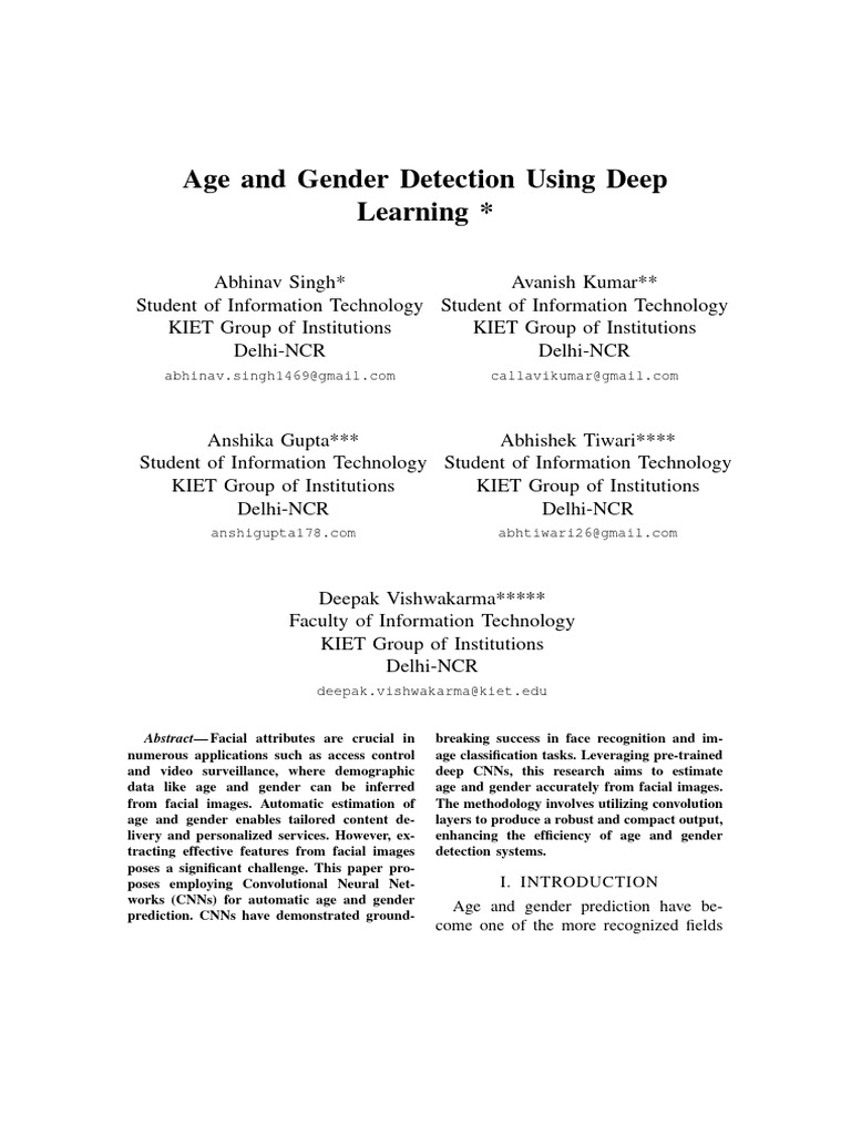 Age and Gender Detection Using Deep Learning | PDF | Artificial Neural ...