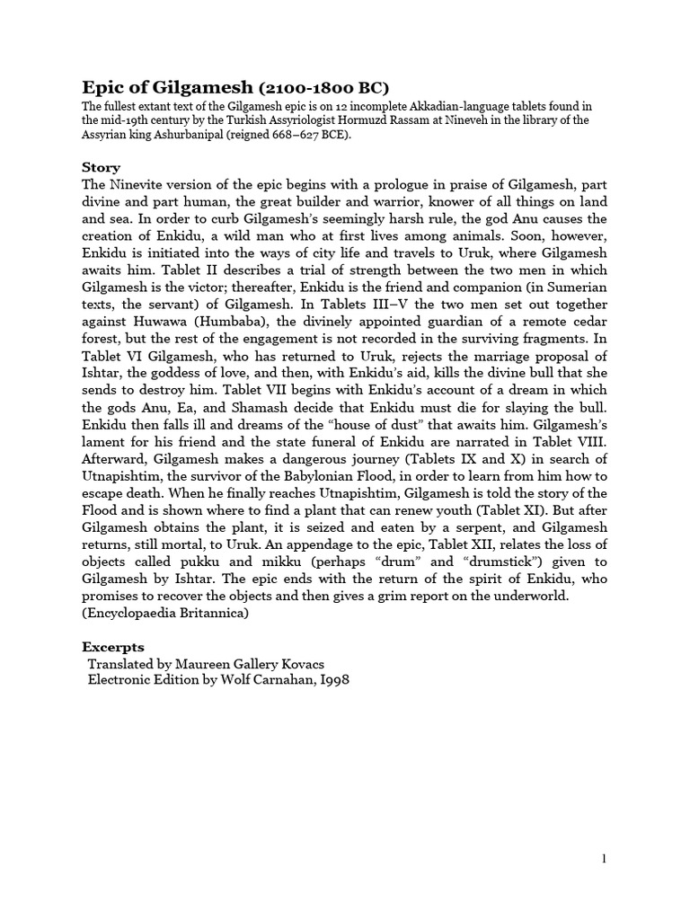 01 Epic of Gilgamesh | PDF | Epic Of Gilgamesh | Mesopotamian Mythology