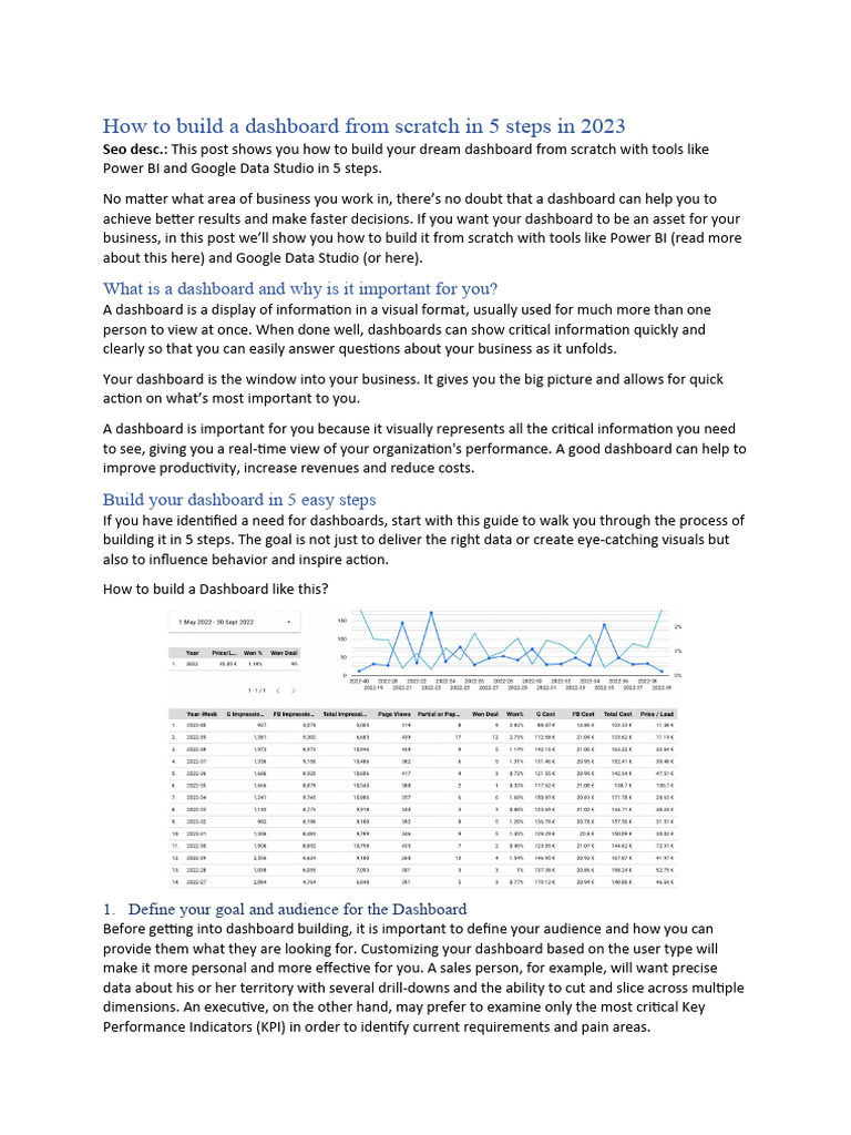How To Build A Dashboard | PDF | Performance Indicator | Usability