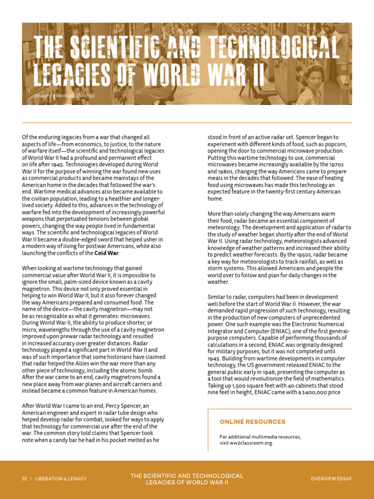 WWII - CURRICULUM - GUIDE - VOL 4 - OVERVIEW ESSAY 8 Scientific and ...