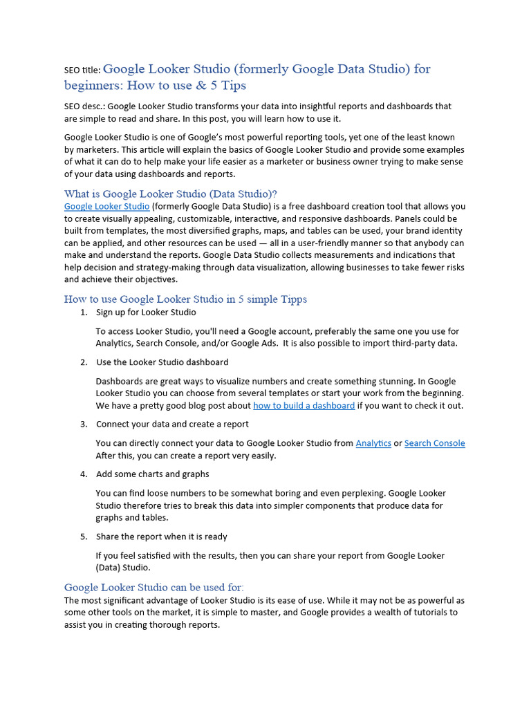 Google Looker Studio | PDF | Information Science | Computing