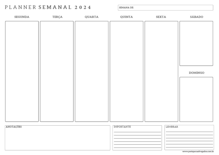 Planner Semanal Clean [Editável] | PDF