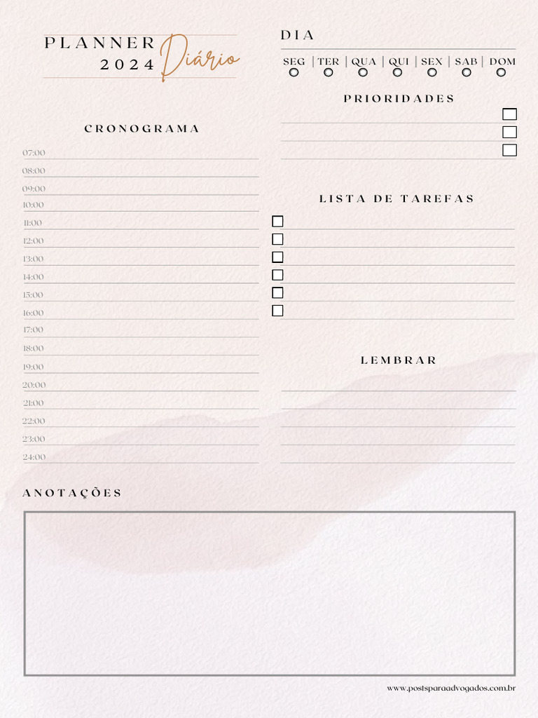Planner Diário Sofisticado [editável] | PDF