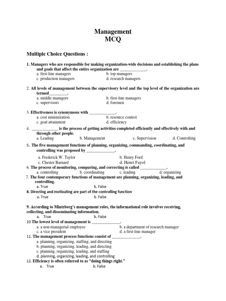 MCQ 1 | Download Free PDF | Decision Making | Goal