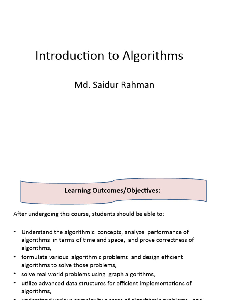 Algorithm Introduction | PDF | Algorithms | Time Complexity Algorithm Introduction | PDF | Algorithms | Time Complexity