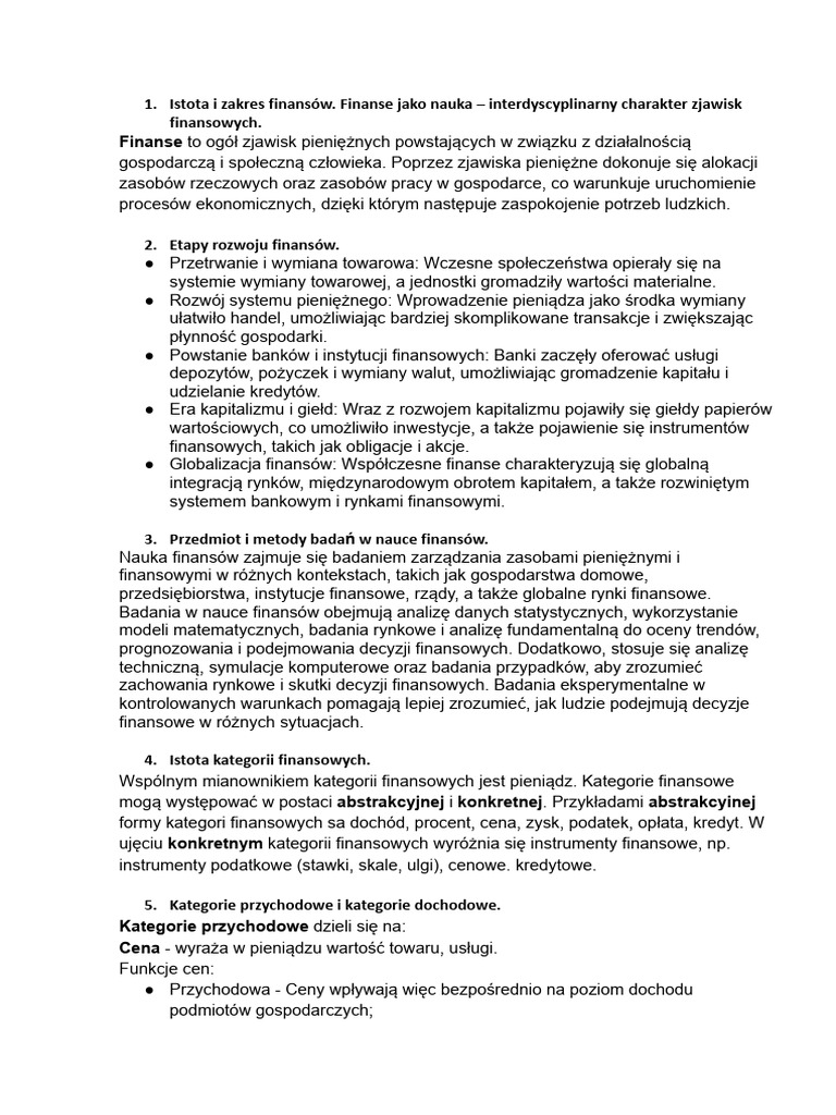 Finanse Wyklady 1 | PDF
