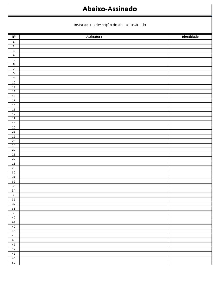 Modelo De Abaixo Assinado 7 Pdf