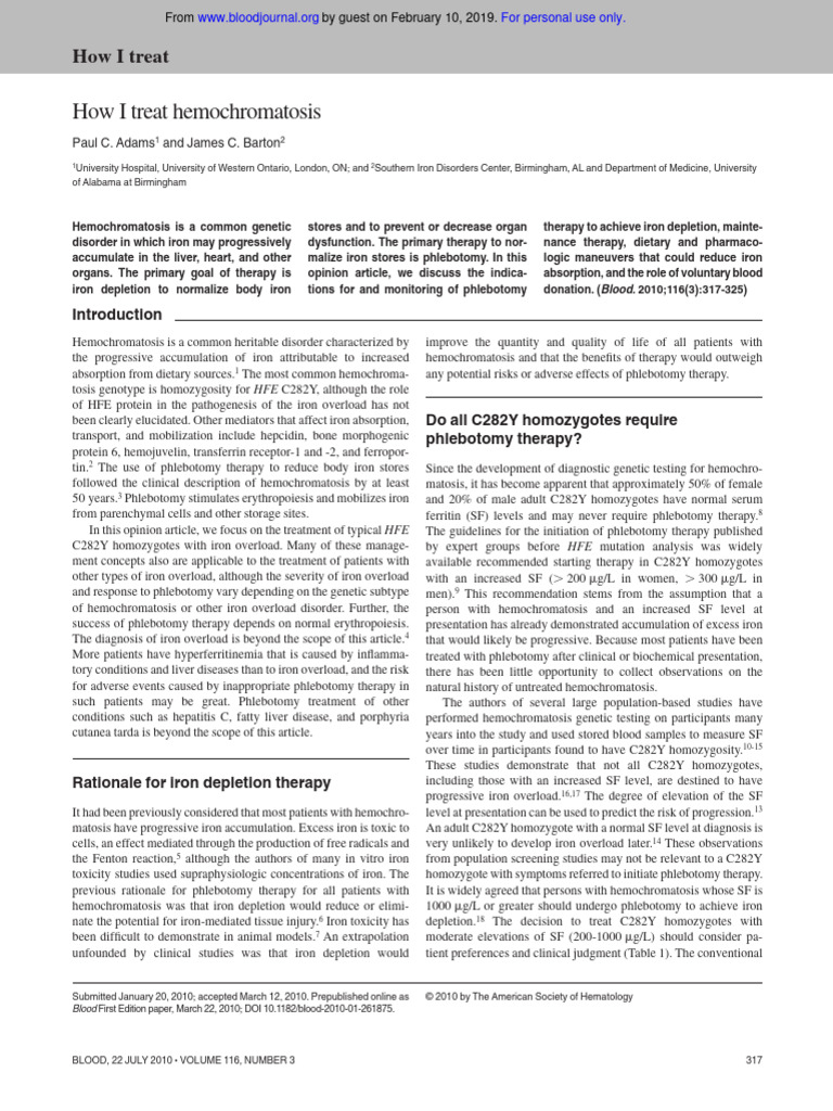 How I Treat Hemochromatosis | Download Free PDF | Cirrhosis | Iron