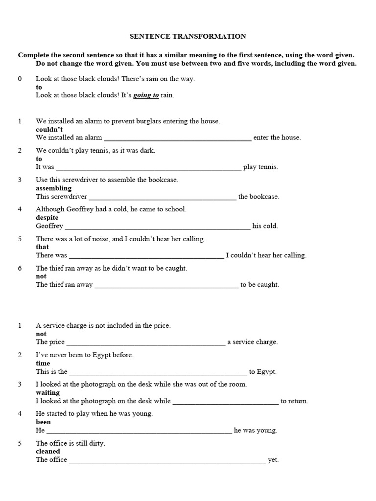 SENTENCE TRANSFORMATION_FCE | PDF