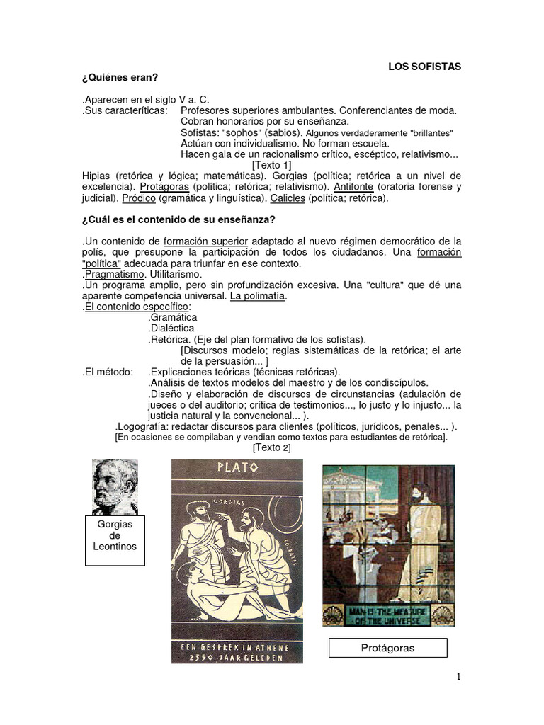 LOS SOFISTAS. Esquema Clase y Textos. | PDF | Retórica