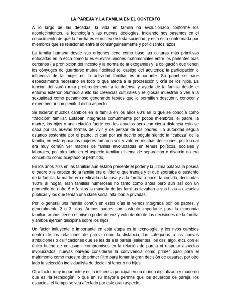 La Pareja y La Familia en El Contexto | PDF | Familia | Matrimonio