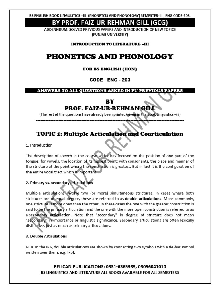 BS ENGLISH (PU) PAST PAPERS SOLVED. (Phonetic and Phonology) Added ...