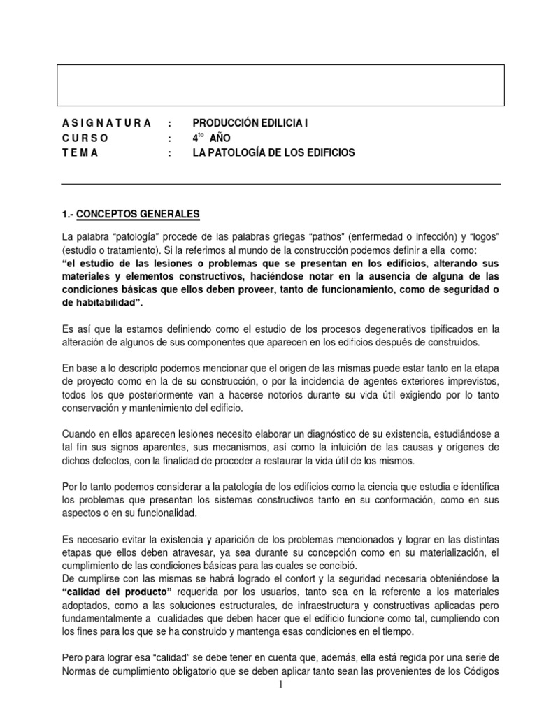 La Patología de Los Edificios | PDF | Agua | Madera
