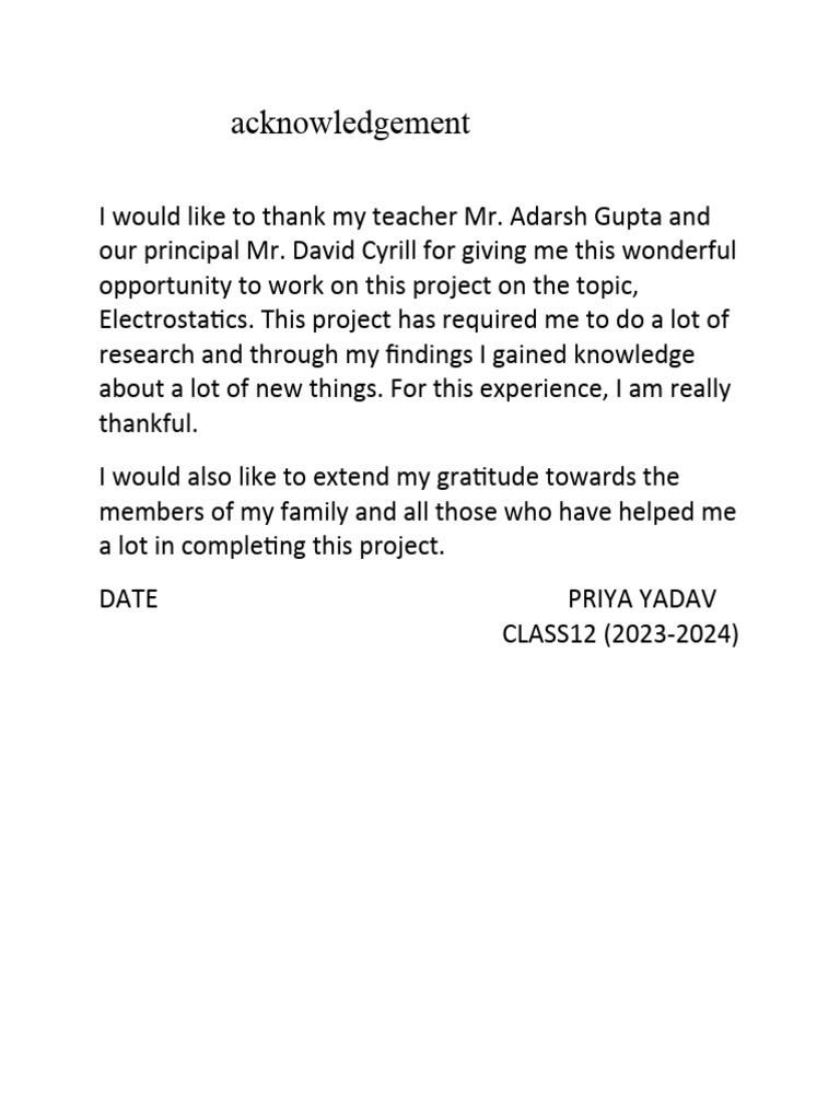 Acknowledgement | PDF | Career & Growth