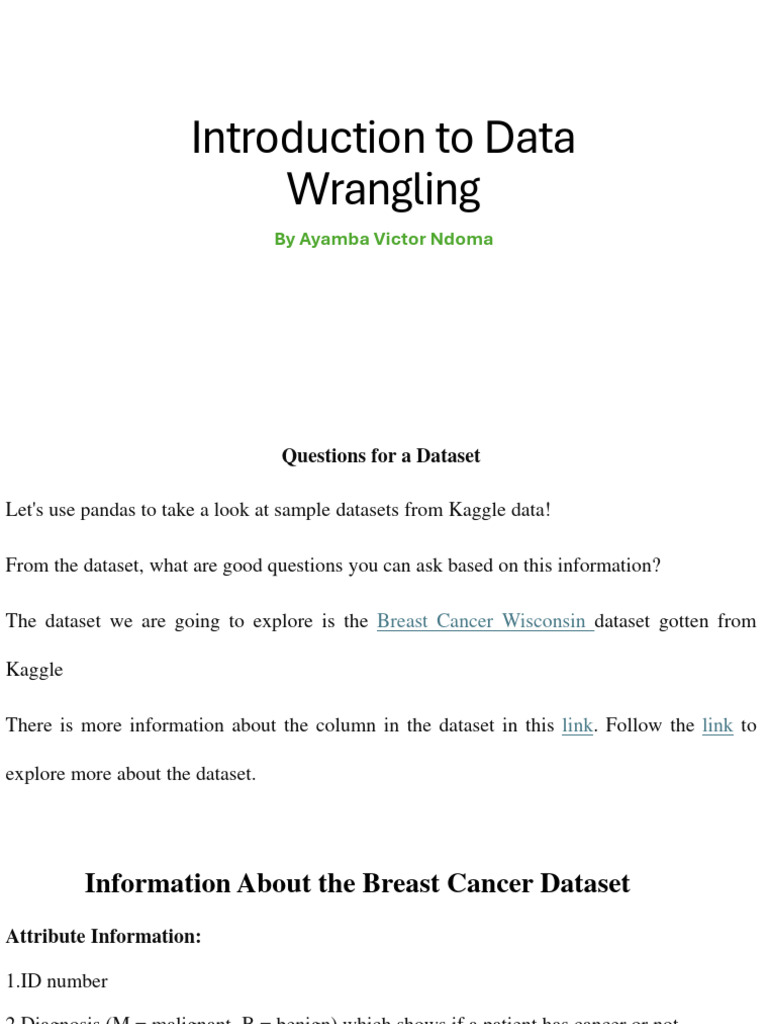 Introduction To Data Wrangling | PDF | Comma Separated Values | Computer Data