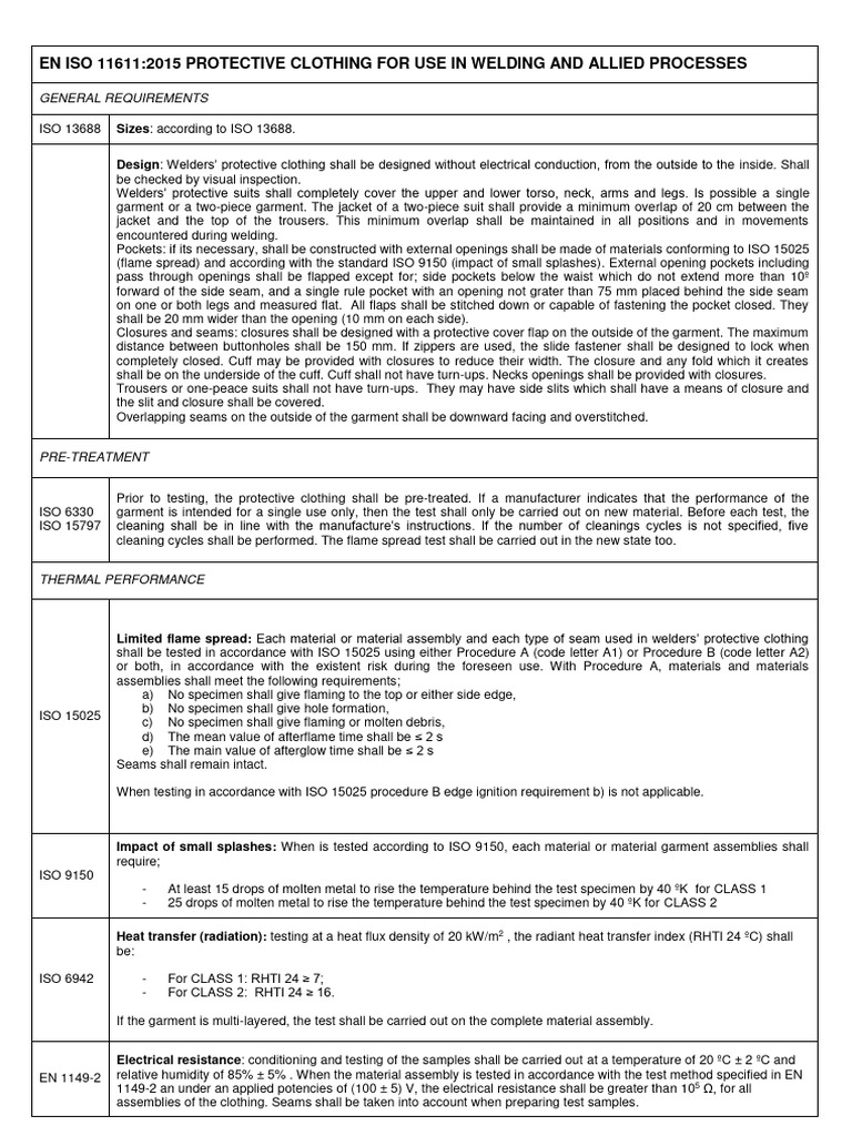 Iso 11611-2015 Eng | PDF | Seam (Sewing) | Textiles